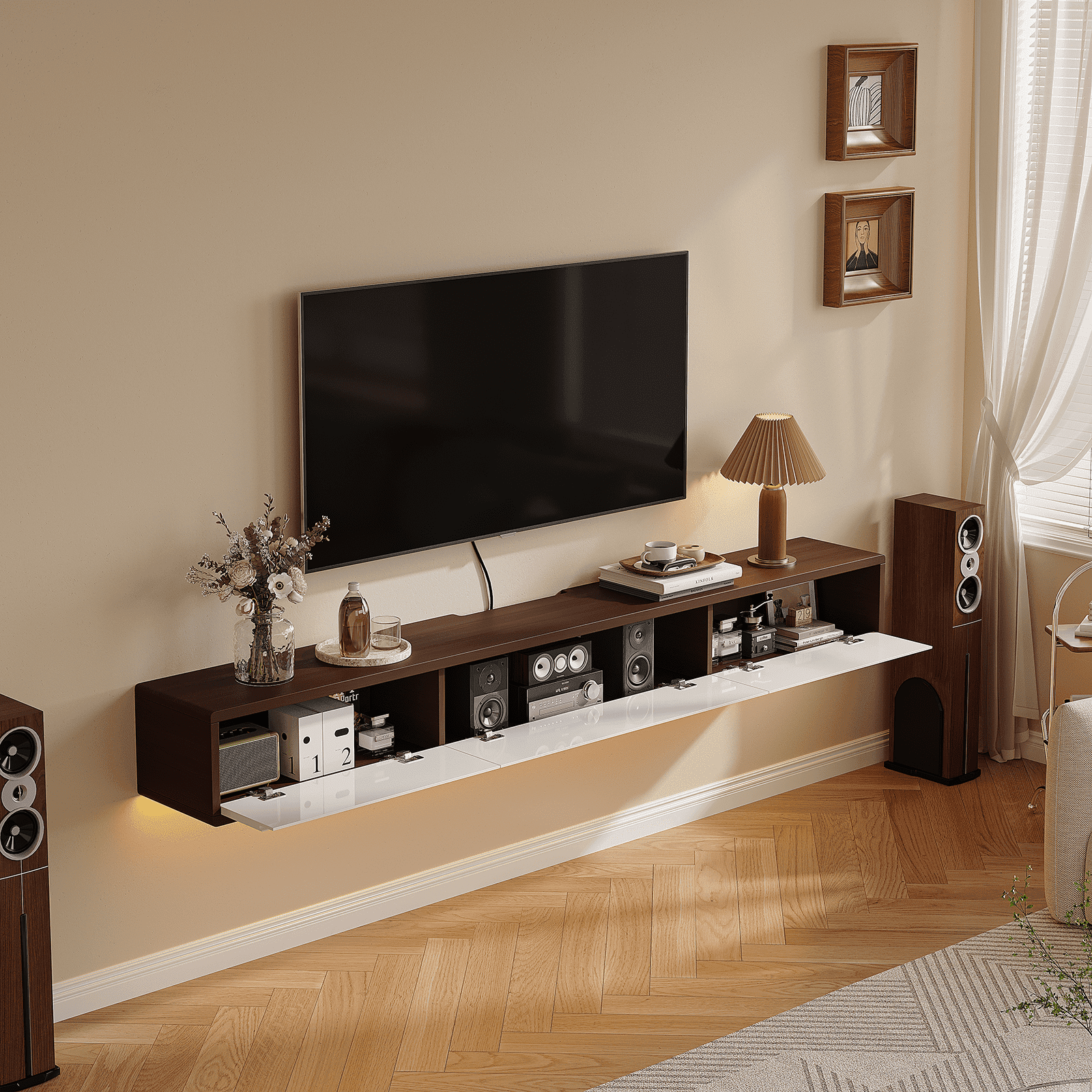 FloatiCasa 70" Floating TV Stand Wall Mounted, Floating TV Shelf for ...
