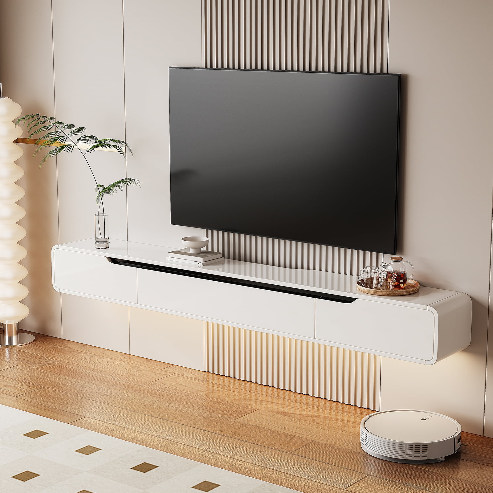 FloatiCasa 70-Inch Floating TV Stand, Wall-Mounted Entertainment Center ...