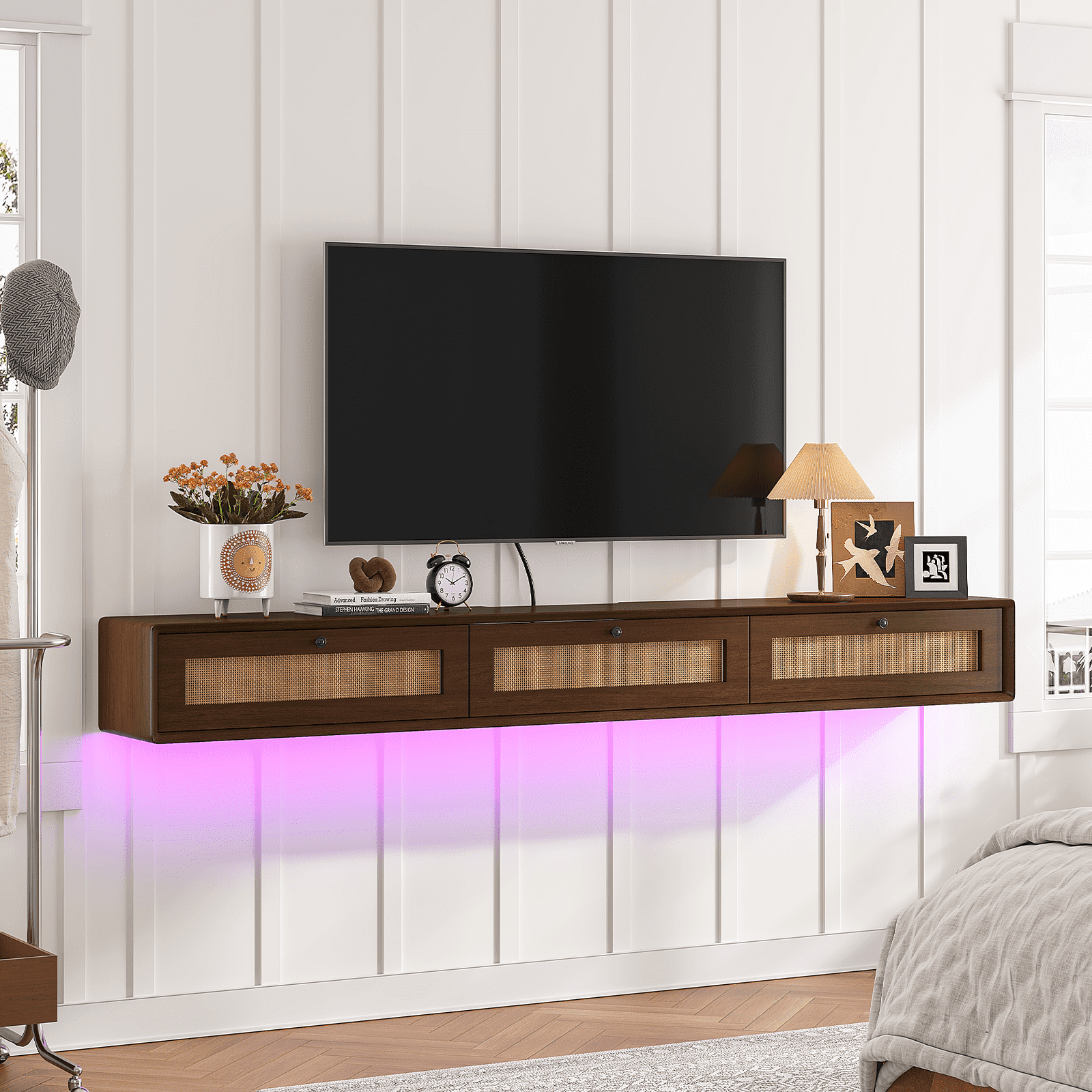 FloatiCasa 70-inch Pre-Assembled Floating TV Stand with Hand-Made ...