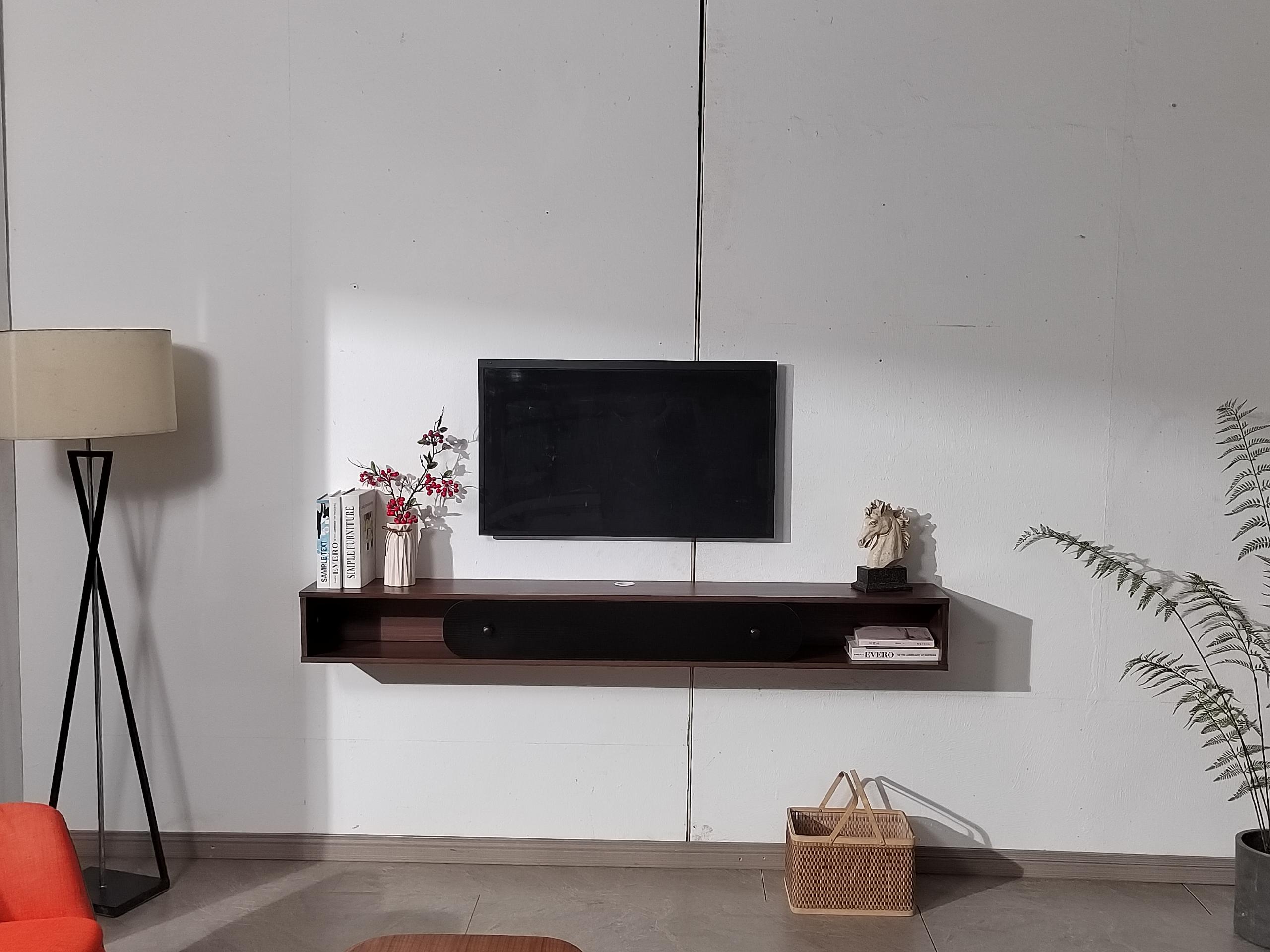 FloatiCasa 70-inch Wood Grain Floating TV Stand, Wall-Mounted Media ...