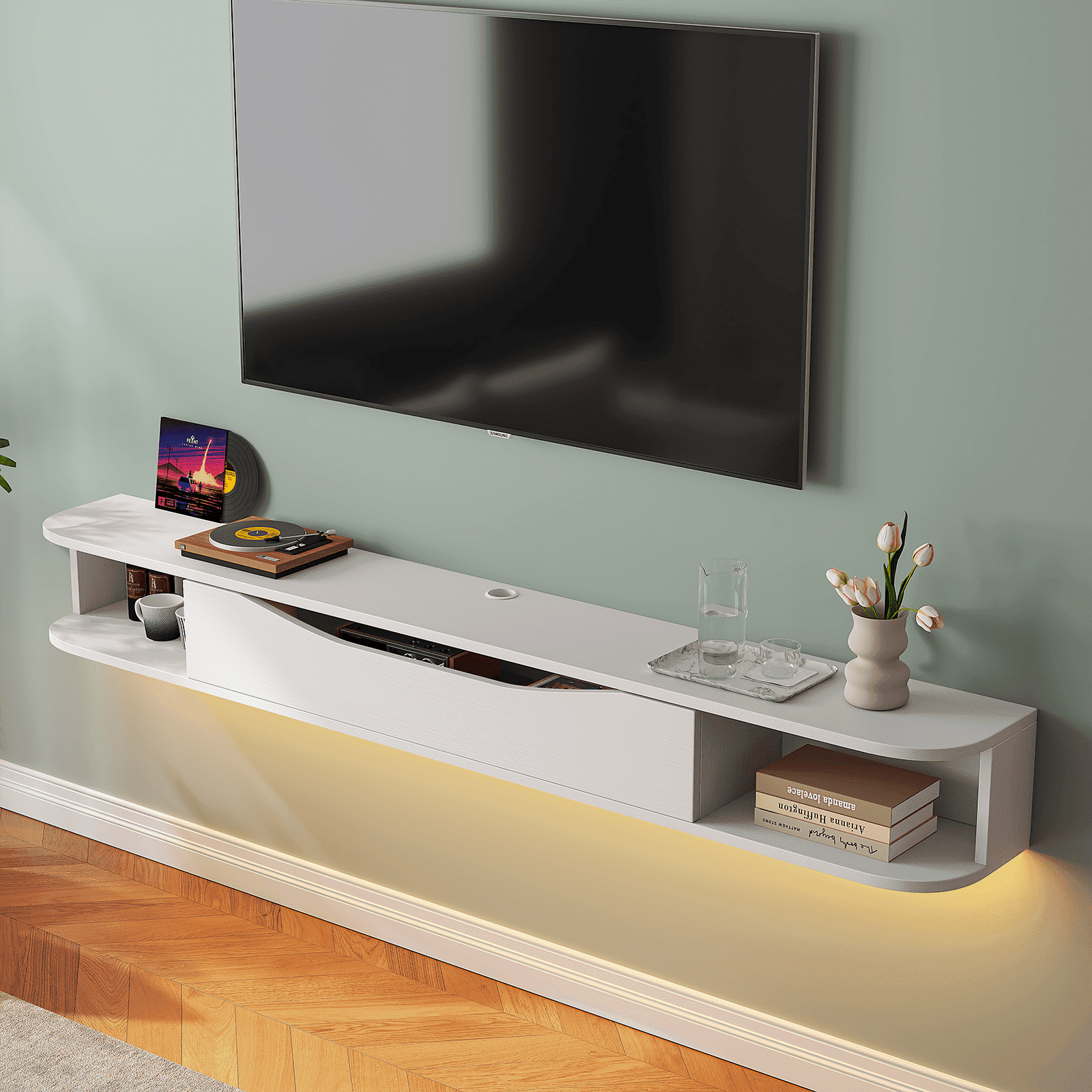 FloatiCasa 78" Floating TV Stand Wall Mounted TV Console for TVs up to ...