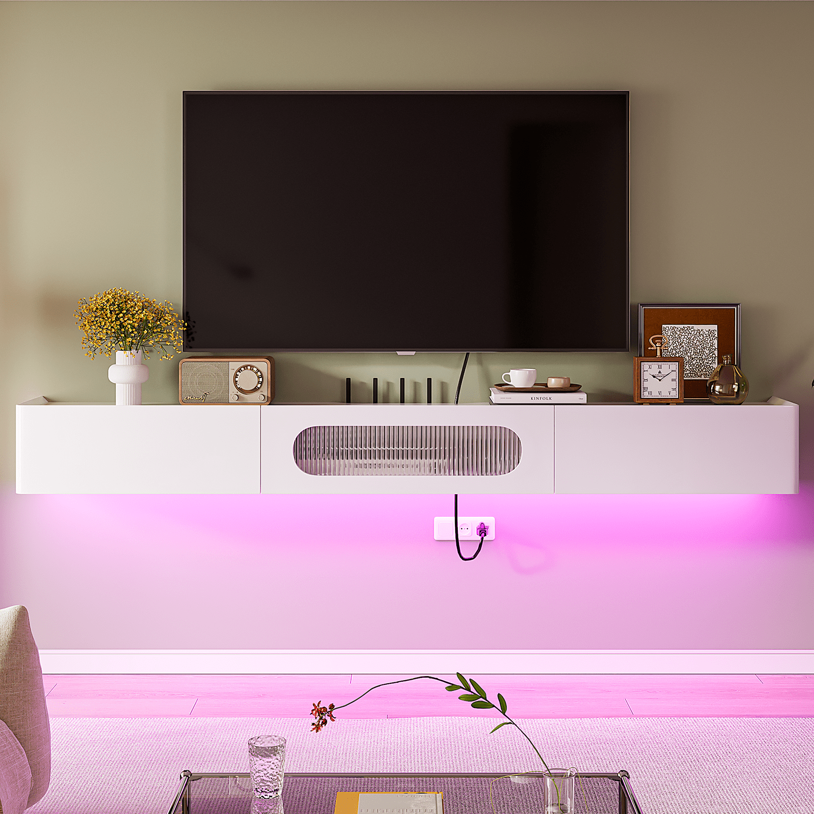 FloatiCasa 78-Inch Floating TV Stand, Wall-Mounted, Fully Assembled,for ...