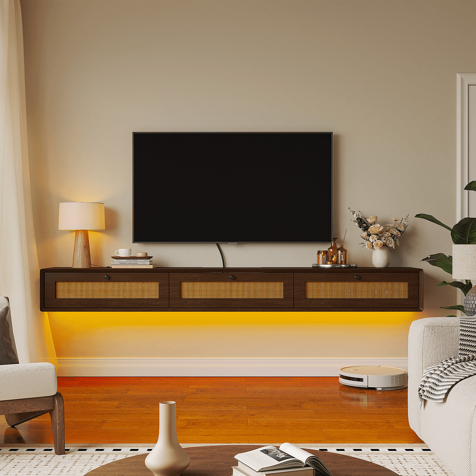 FloatiCasa 78-inch Pre-Assembled Floating TV Stand for TVs up to 78 ...