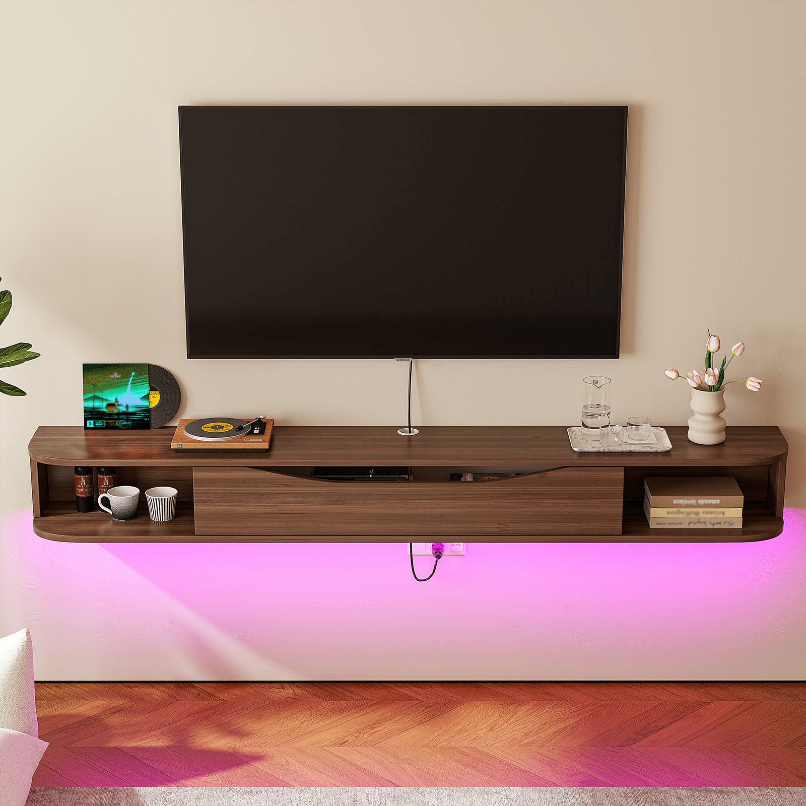 FloatiCasa 94" Floating TV Stand, Wall Mounted TV Console,for TVs up to ...