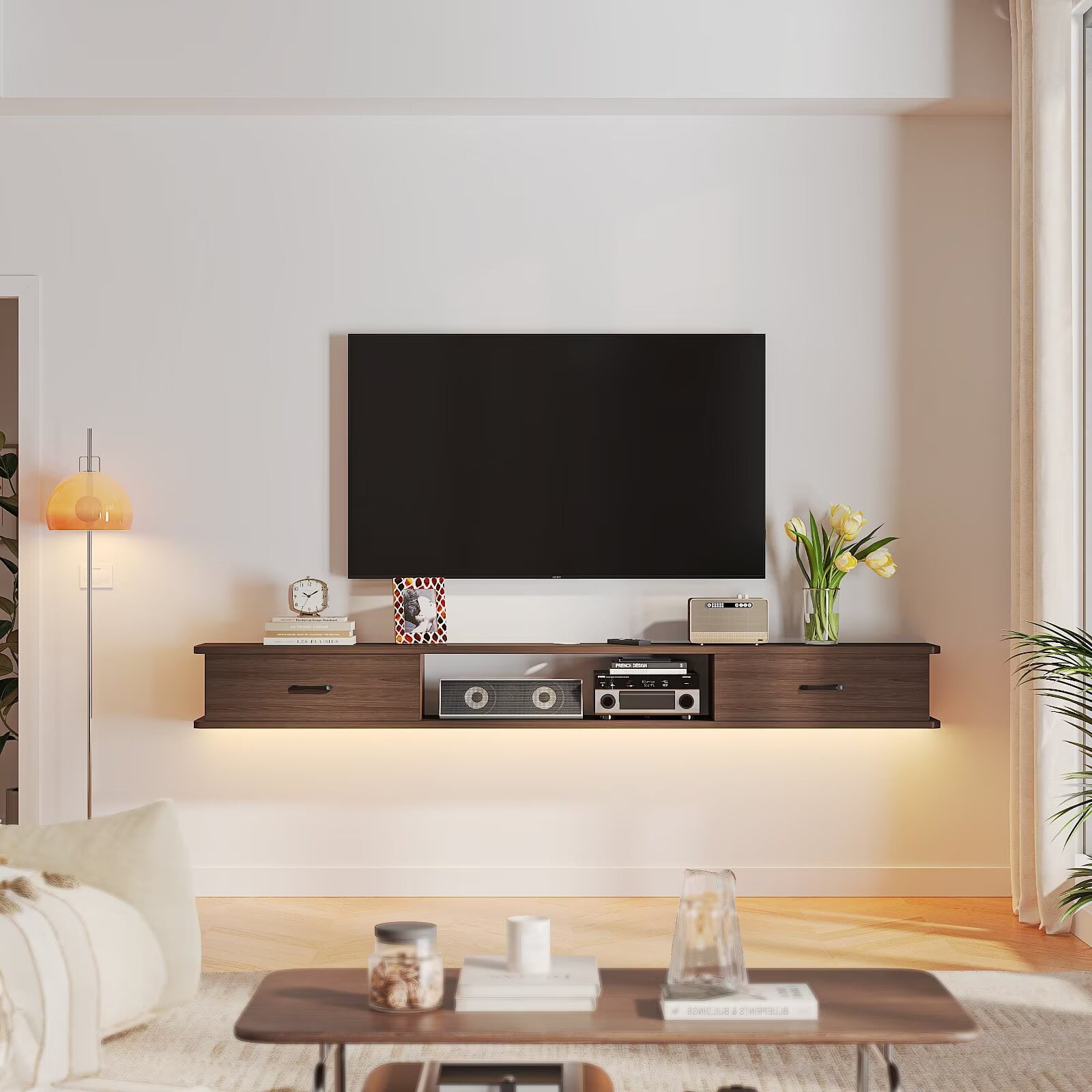 FloatiCasa Floating TV Stand,47" Wall-Mounted TV Console， Floating TV ...