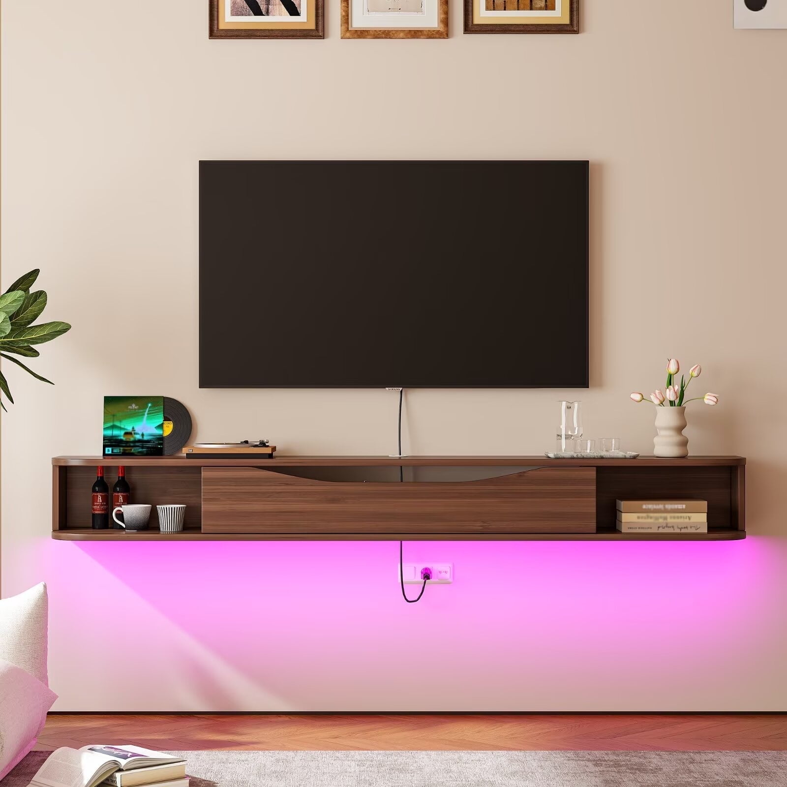 FloatiCasa 55 inch Floating TV Stand, Wall Mounted TV Shelf ...