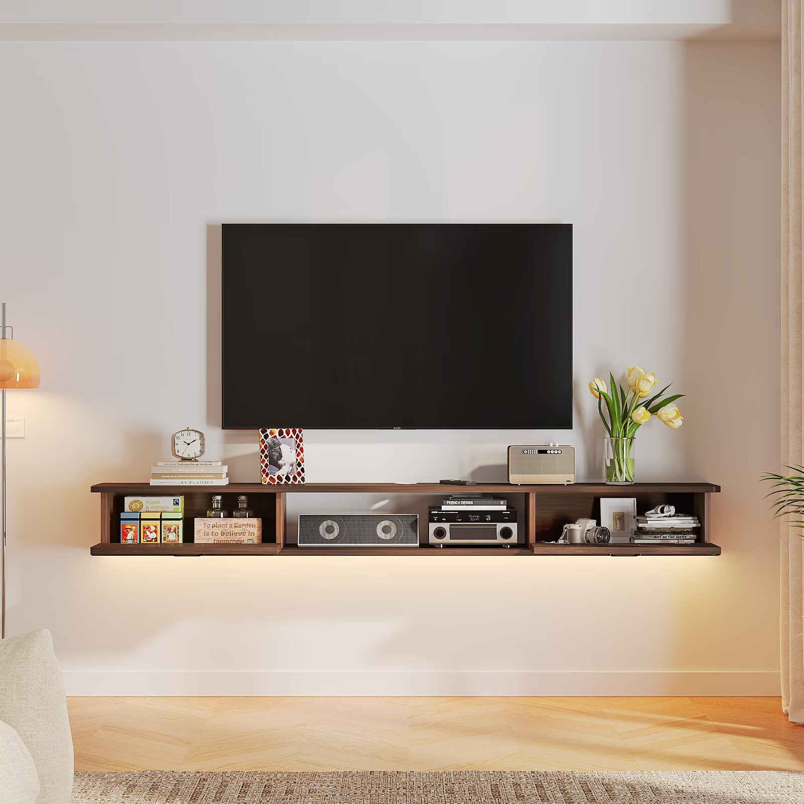 FloatiCasa Floating TV Stand 78 inch, Wall-Mounted TV Console， Floating ...