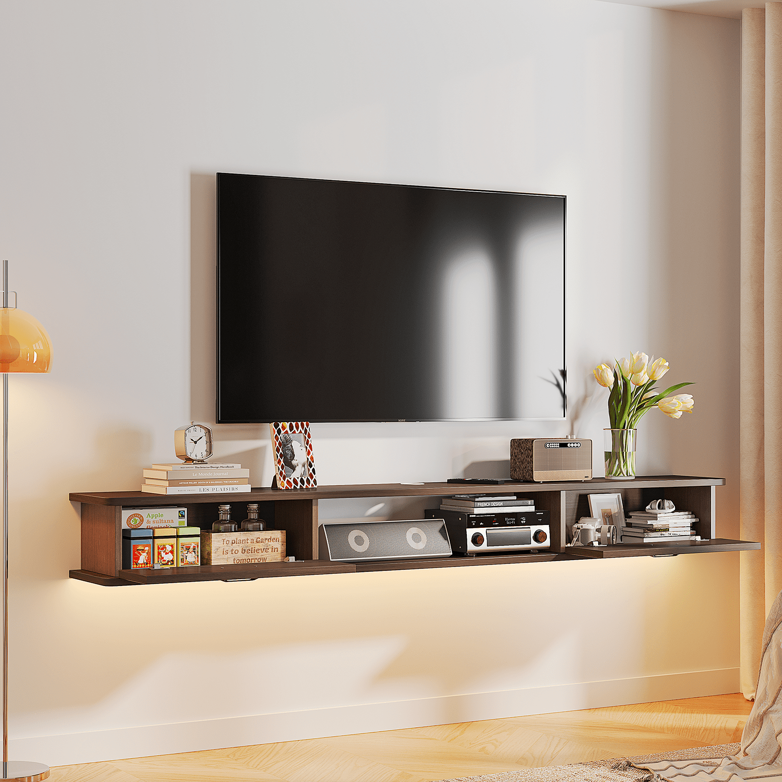 FloatiCasa 94-inch Floating TV Stand Wall-Mounted Console for TVs up to ...