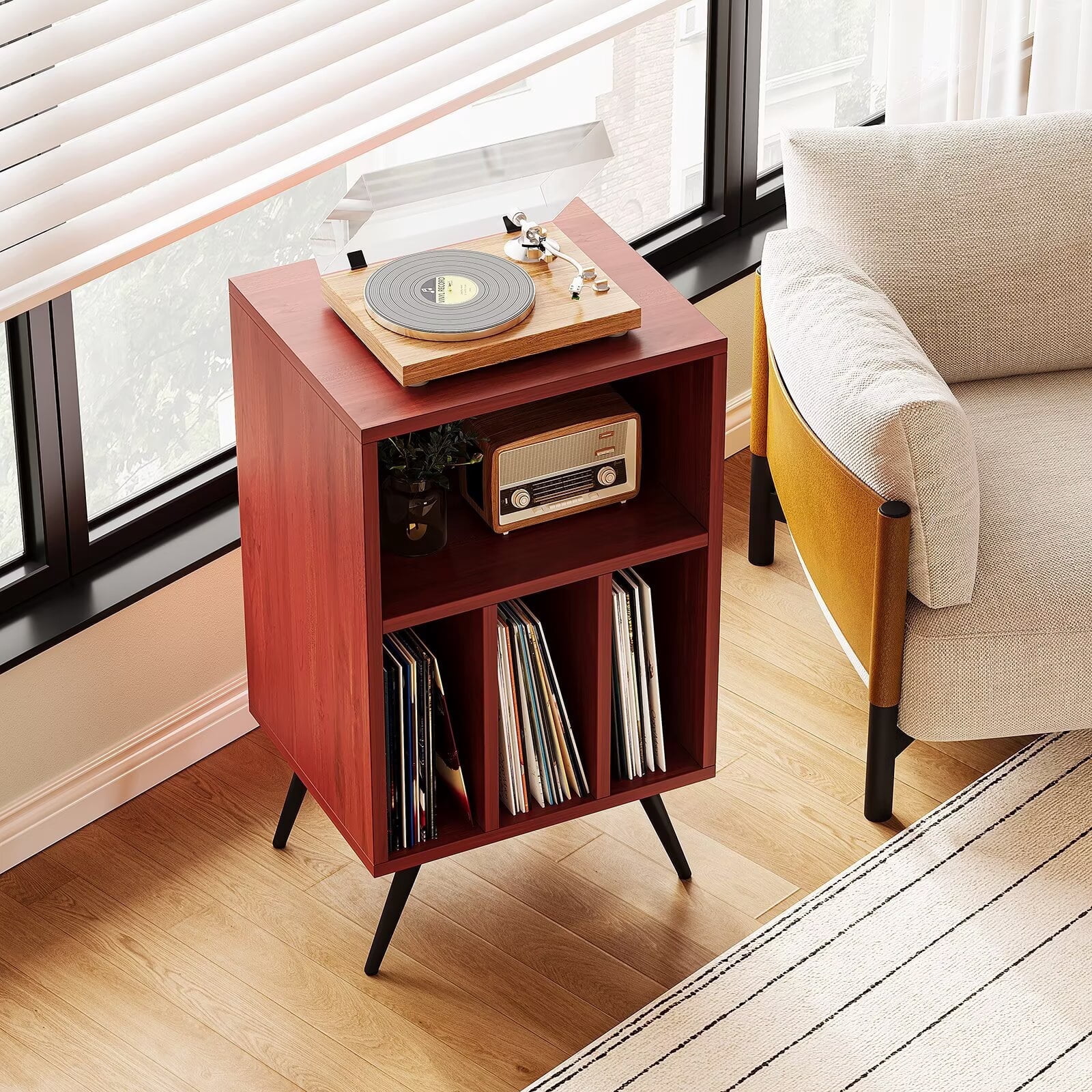 FloatiCasa Record Player Stand, Vinyl Record Storage Cabinet Holds up ...