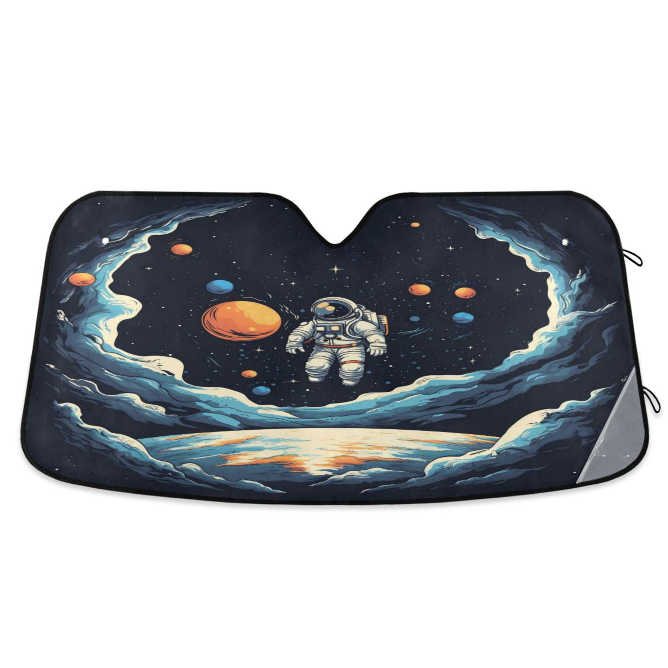 Floating Astronaut and Planet Car Windshield Sun Shade Foldable Car ...