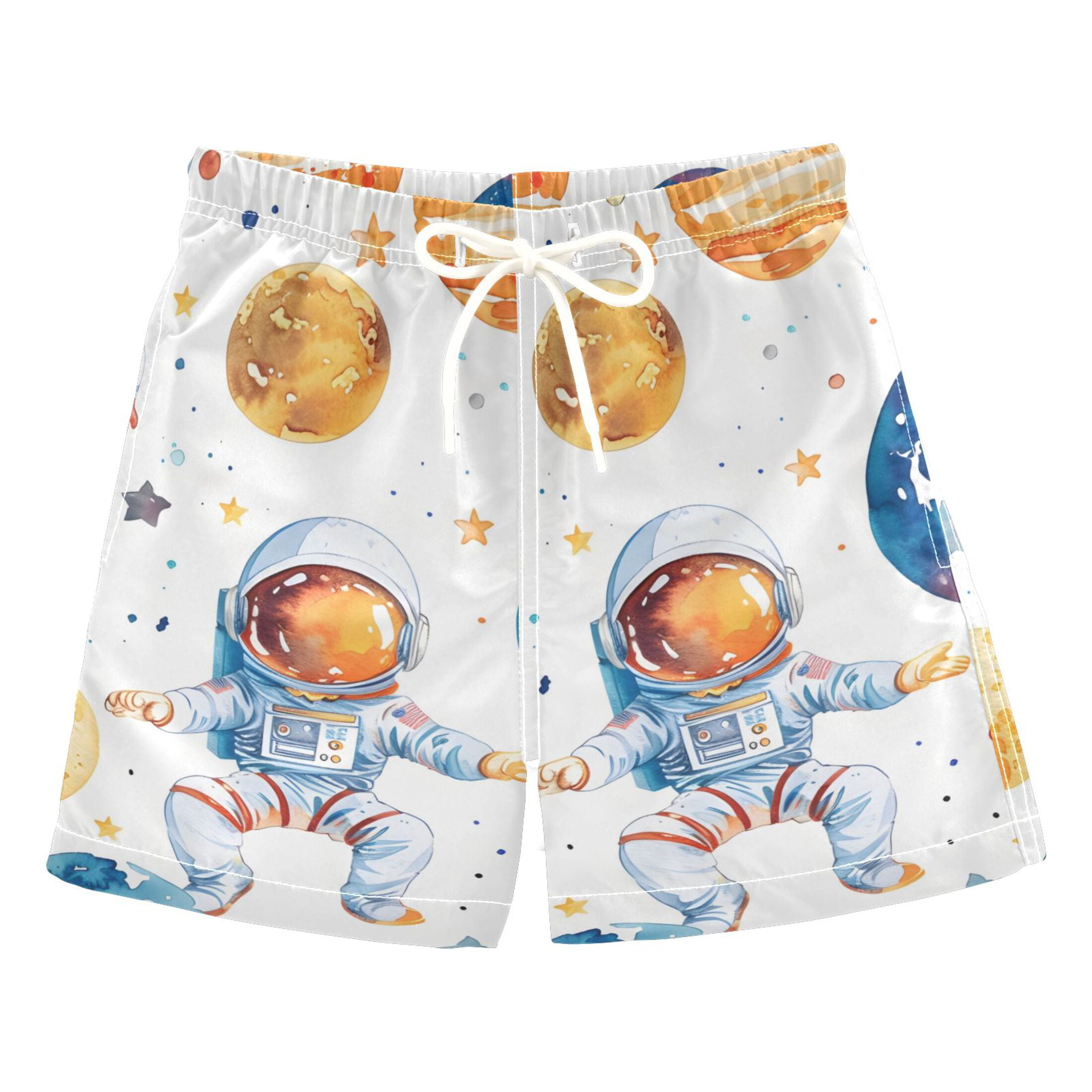Floating Astronauts Planets Stars Cartoon Boys' Swim Trunks Board ...