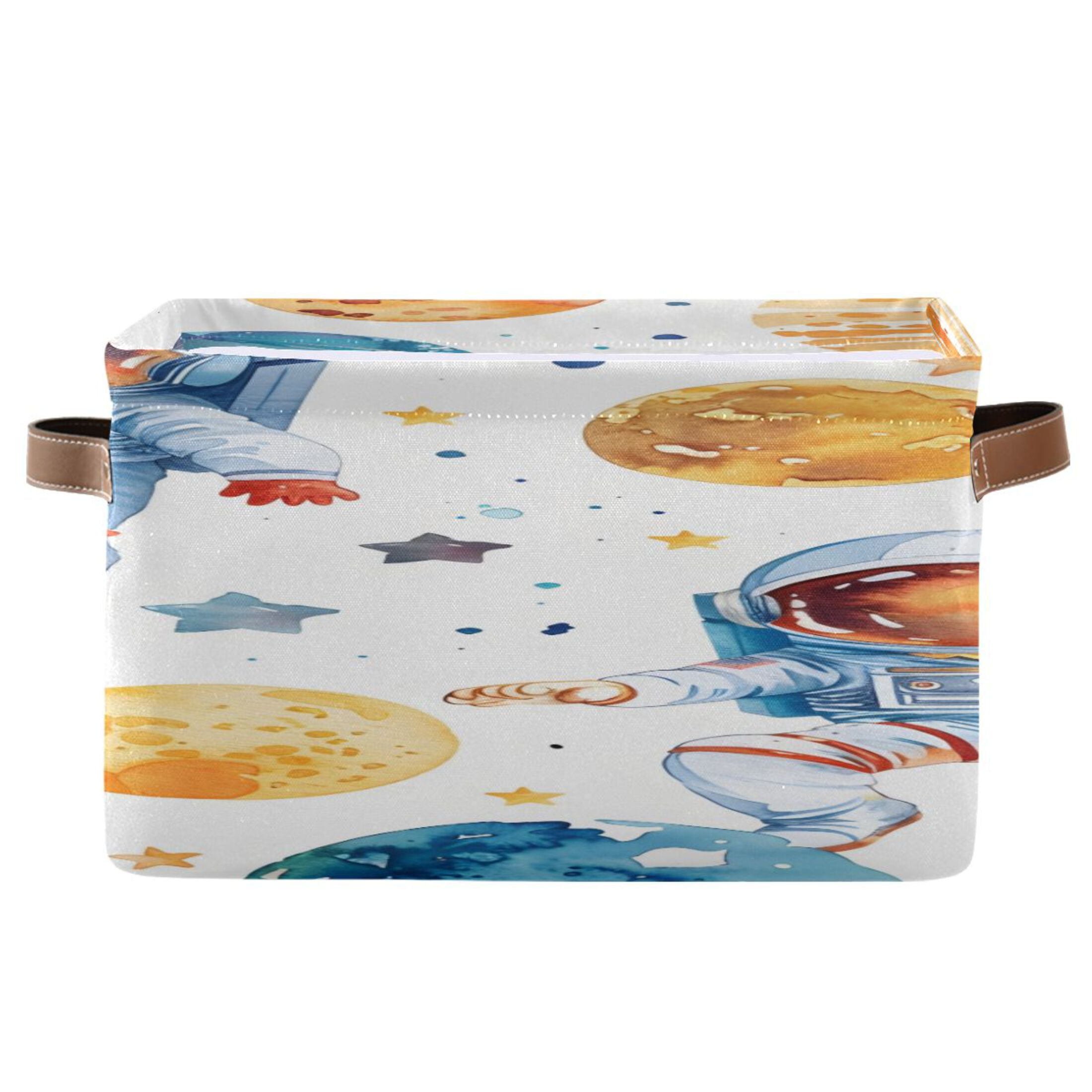 Floating Astronauts Planets Stars Cartoon Square Storage Bins with ...