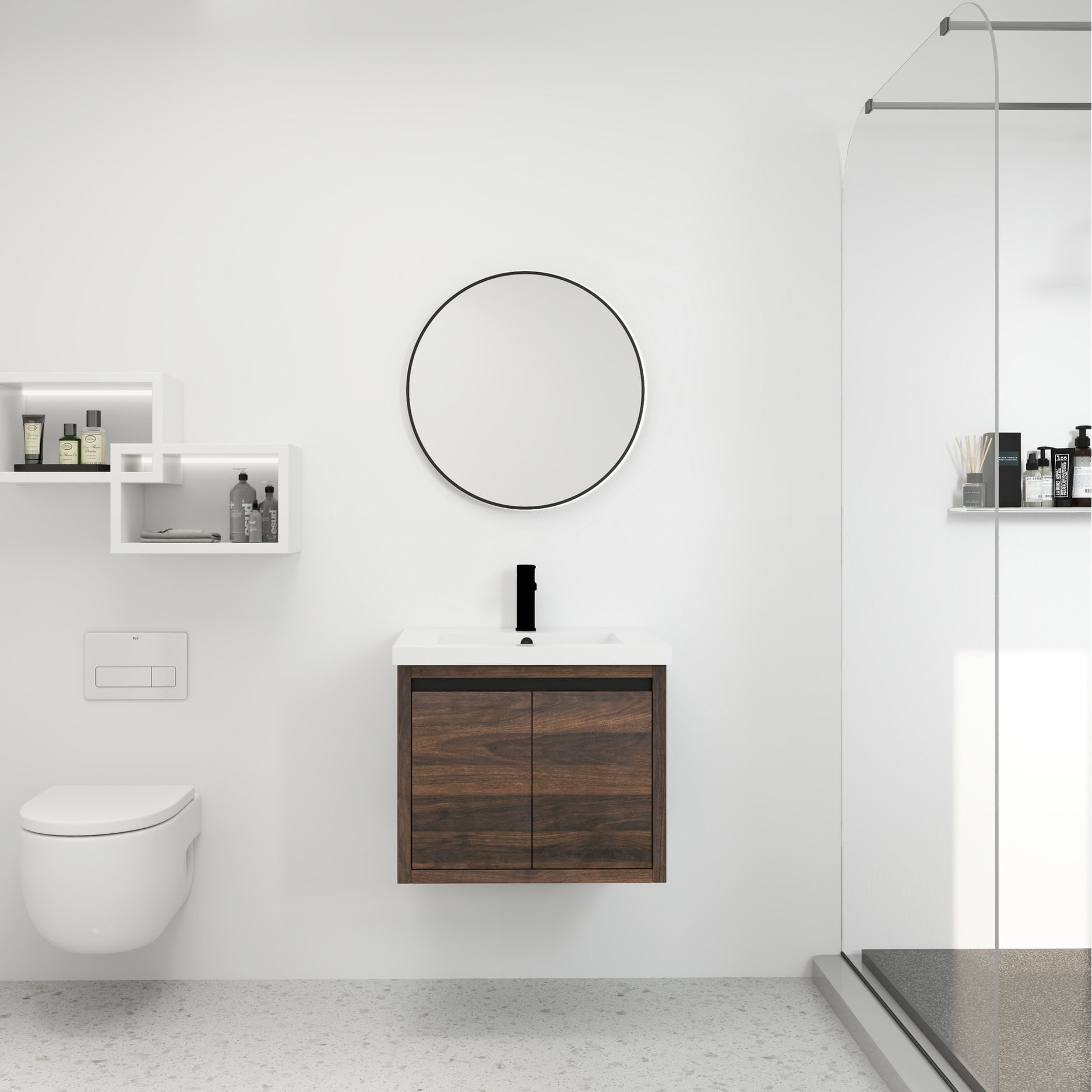 Floating Bathroom Cabinet with Sink | Two - Door Organization in ...