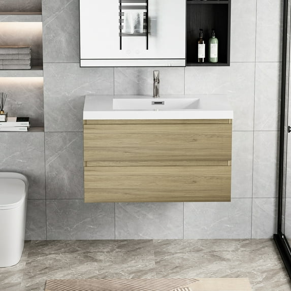 Floating Bathroom Vanity with 2 Drawers and Sink | Solution for Bathroom Storage Needs | High ...