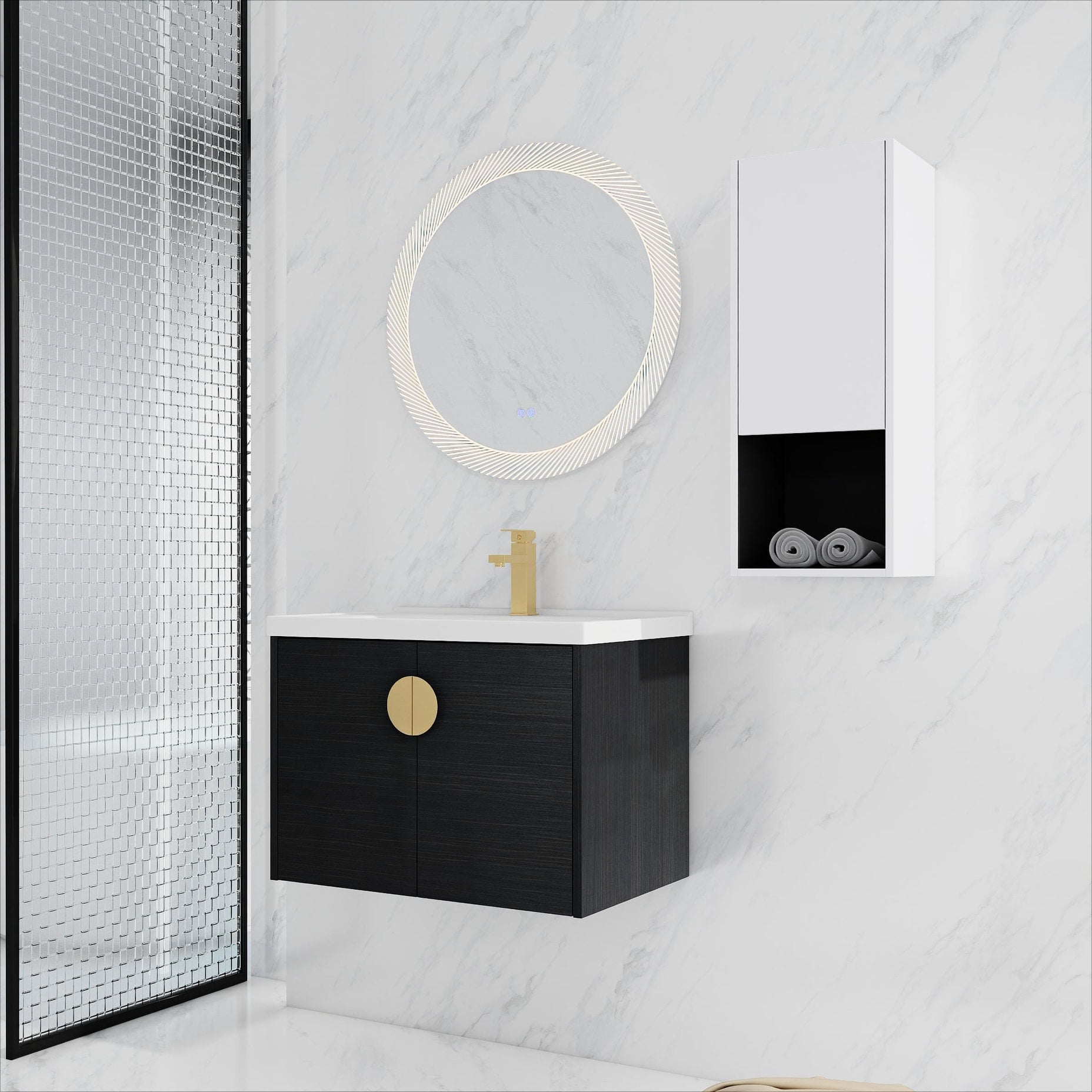 Floating Bathroom Vanity Unit | Extra Storage from Side Cabinet ...