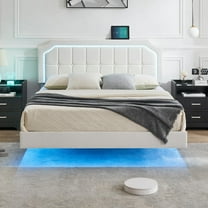 4 EVER WINNER Full Size LED Bed Frame, Full Floating Bed Frame with LED ...