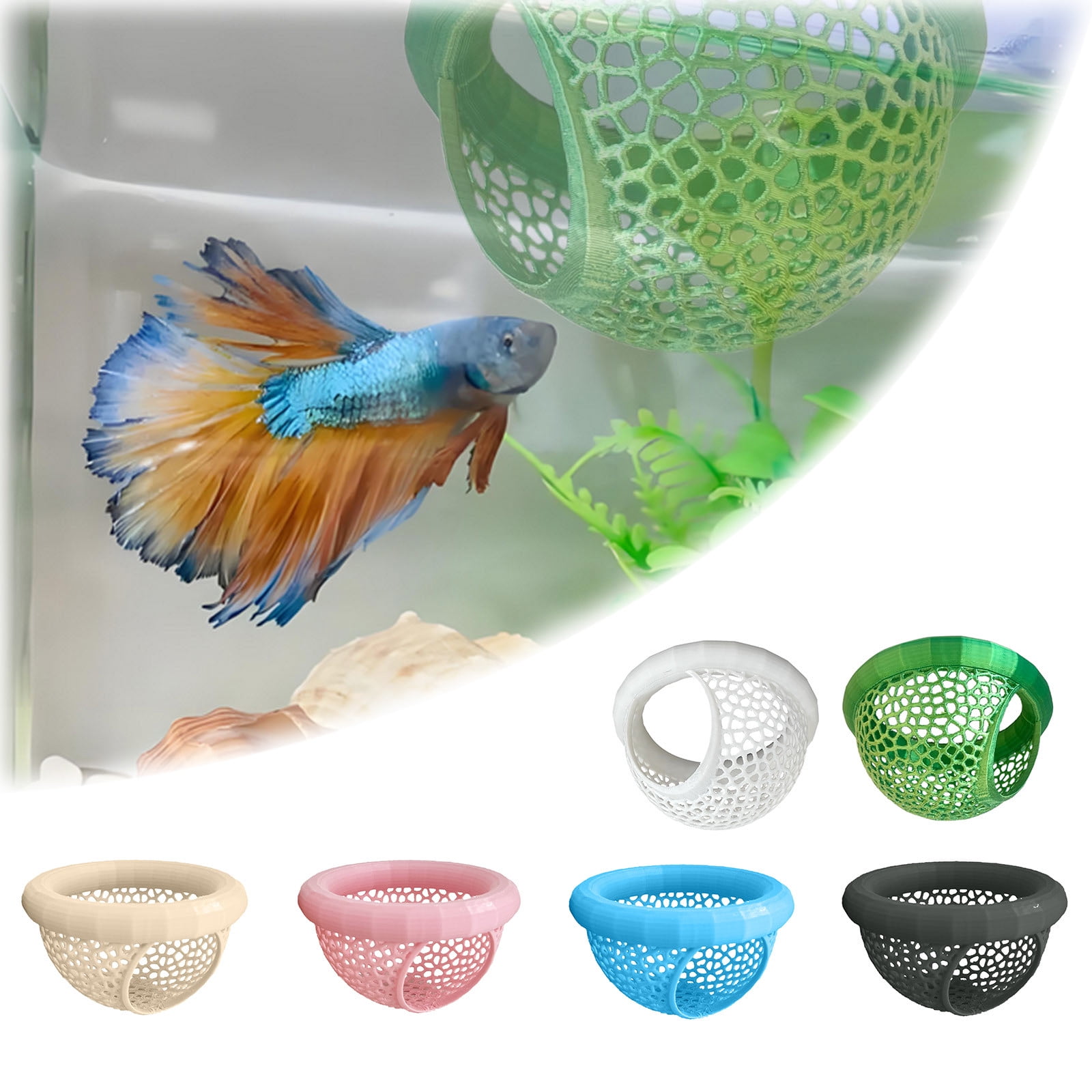 Floating Betta Fish Tunnel & Feeding Station - Aquarium Decor with Built-in Hammock & Food Ring ...