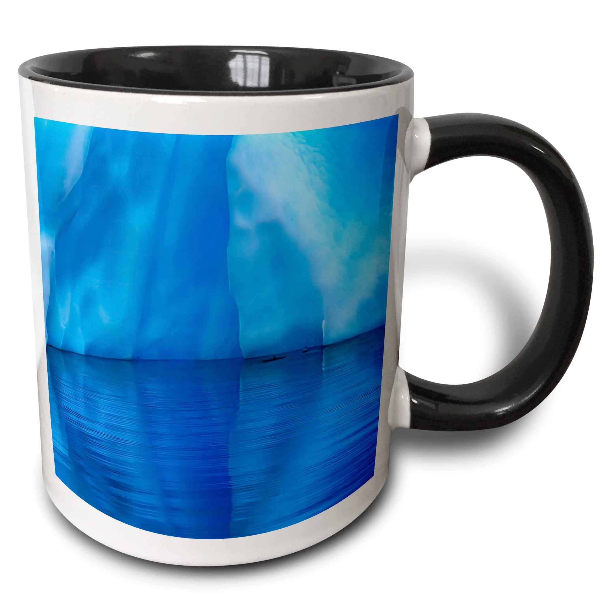 3drose, Floating Blue Iceberg Reflection, Paradise Bay,antarctica, 15oz Two-tone Black Mug ...