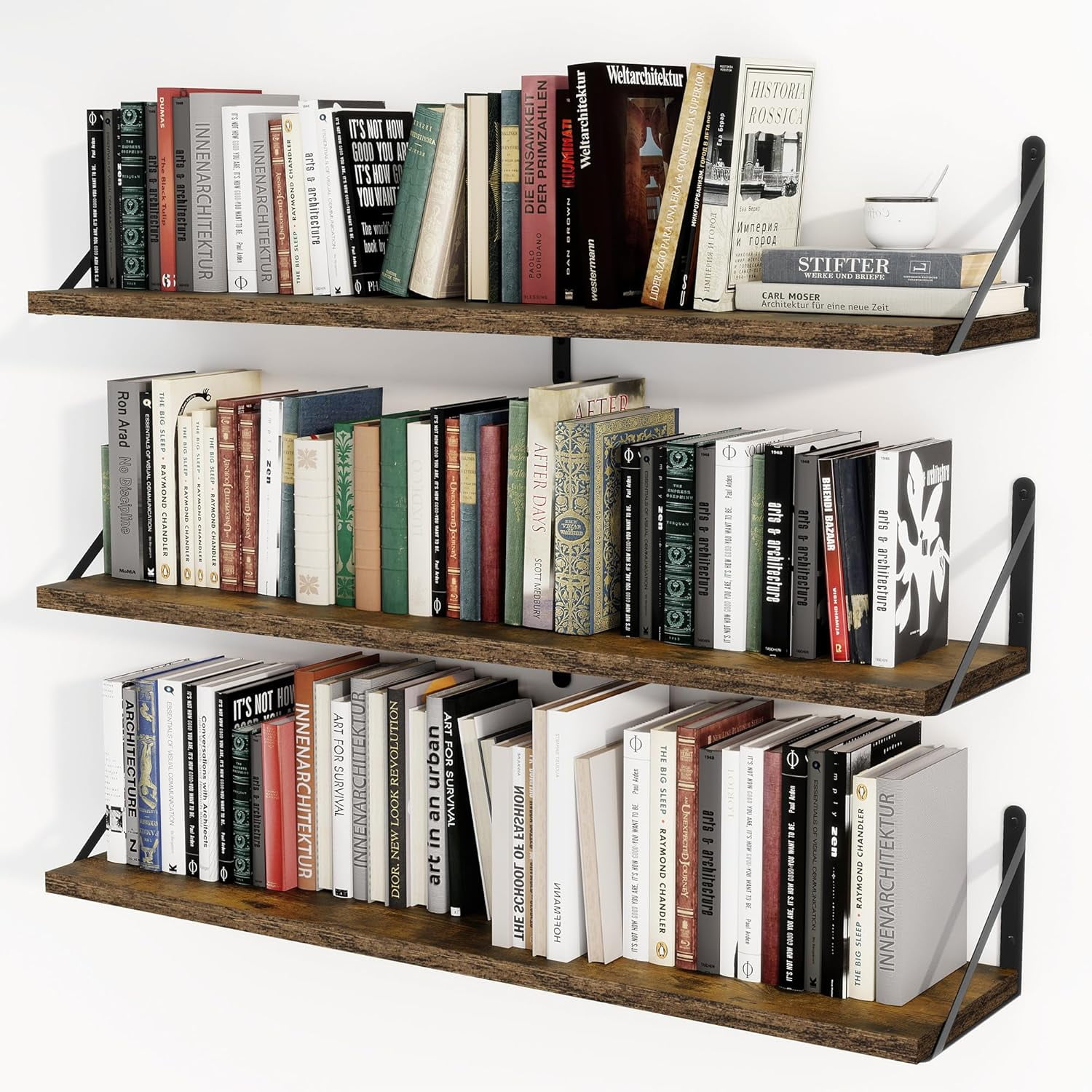 Floating Book Shelves for Wall,. Long Wall Mounted Bookshelves,Heavy ...