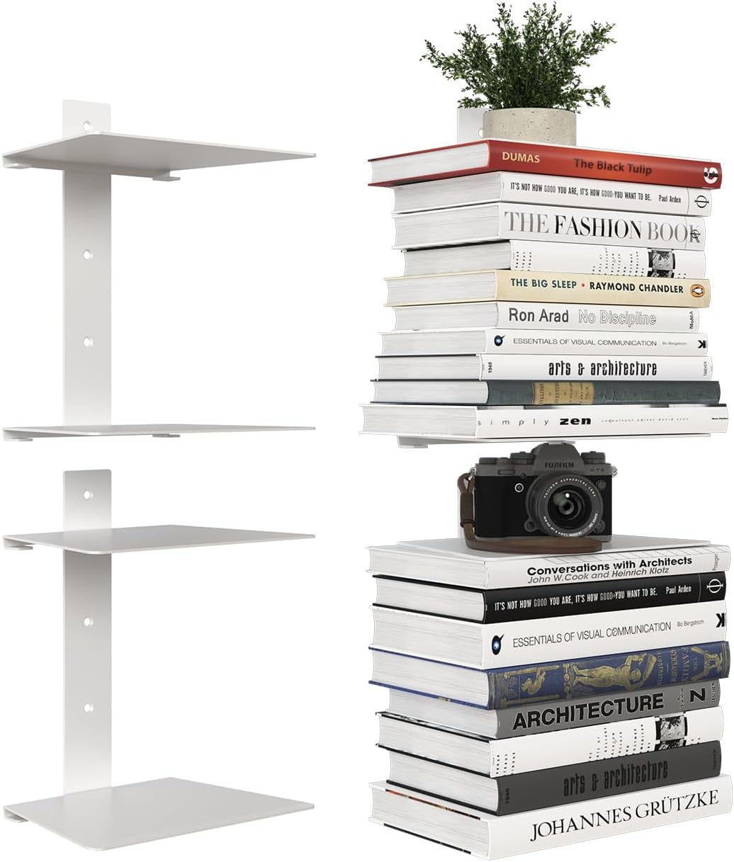 Floating Book Shelves for Wall, 4 Tier Invisible Bookshelves Heavy Duty ...