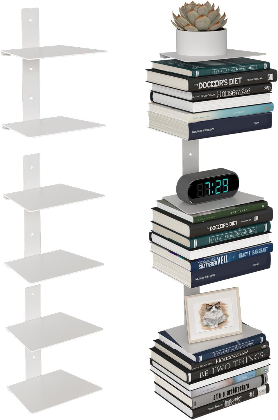 Floating Book Shelves for Wall, 6 Tier Invisible Bookshelves Heavy Duty ...