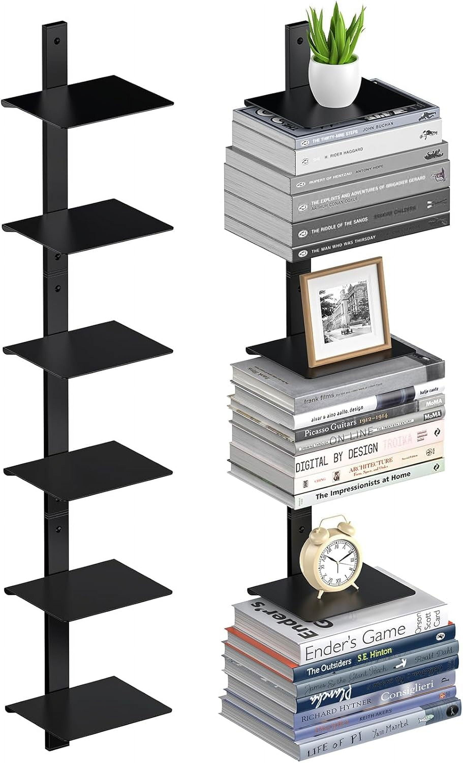 Floating Book Shelves for Wall, 6 Tier Invisible Floating Bookshelf ...
