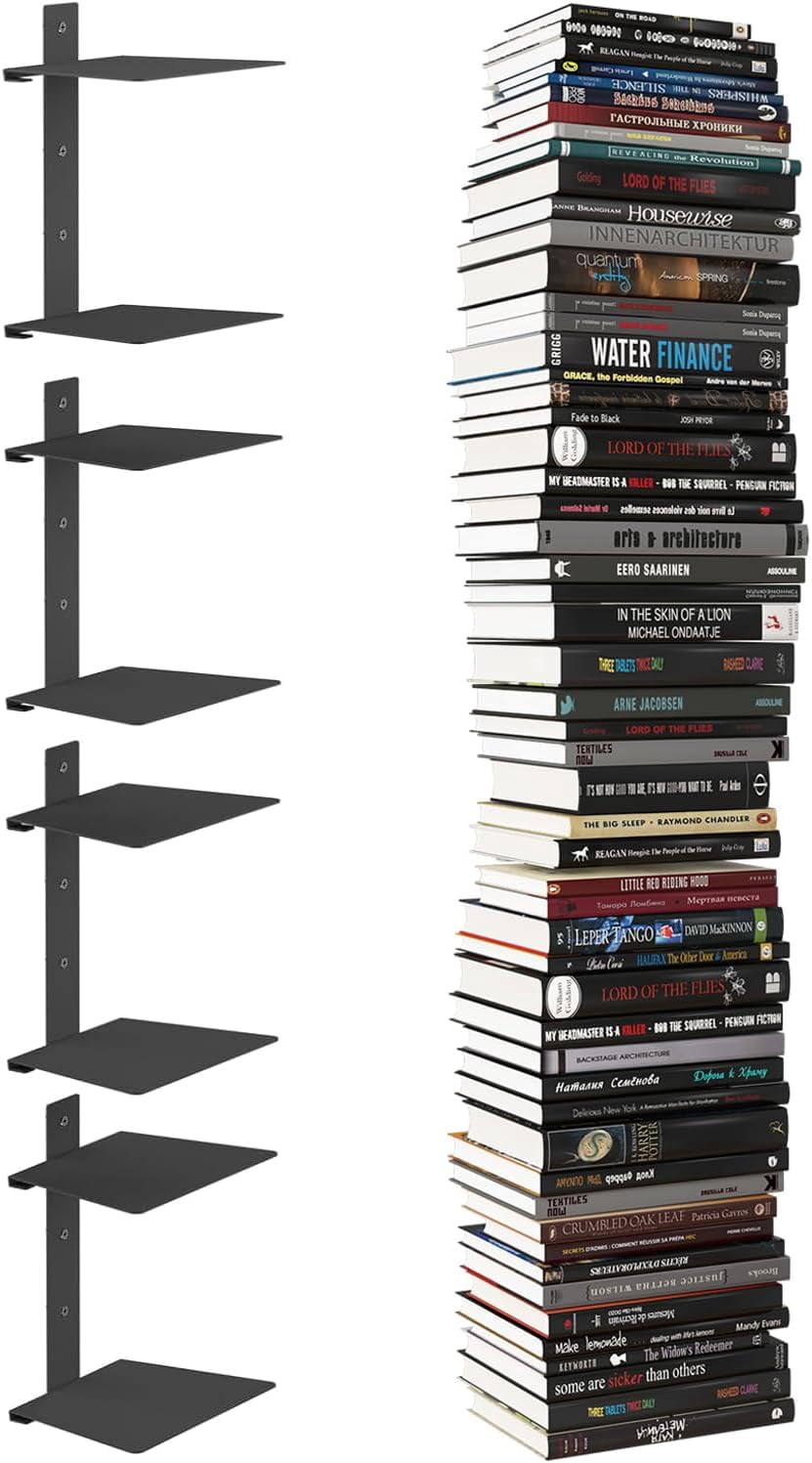 Floating Book Shelves for Wall, 8 Tier Invisible Bookshelves Heavy Duty ...