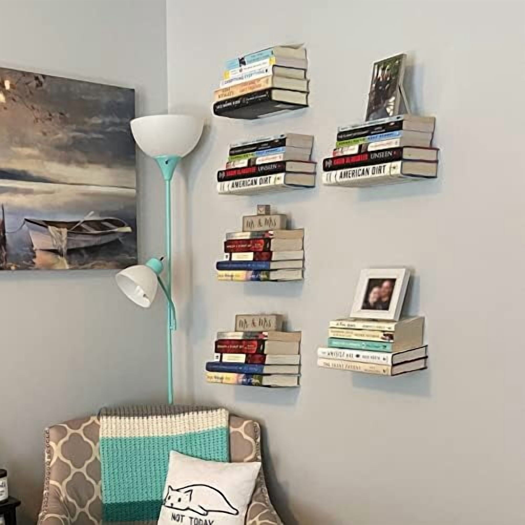 Floating Book Shelves, White Dove Color Coated, Steel Constructed ...