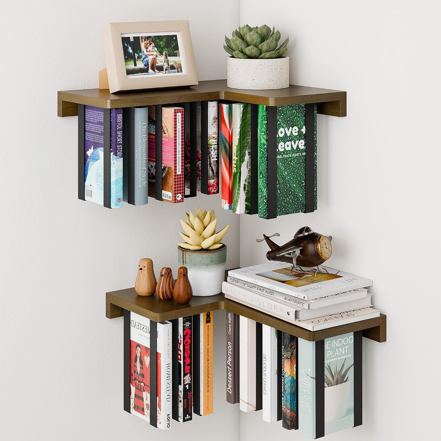 Floating Bookshelves for Wall Set of 2 - Corner Floating Shelves for ...