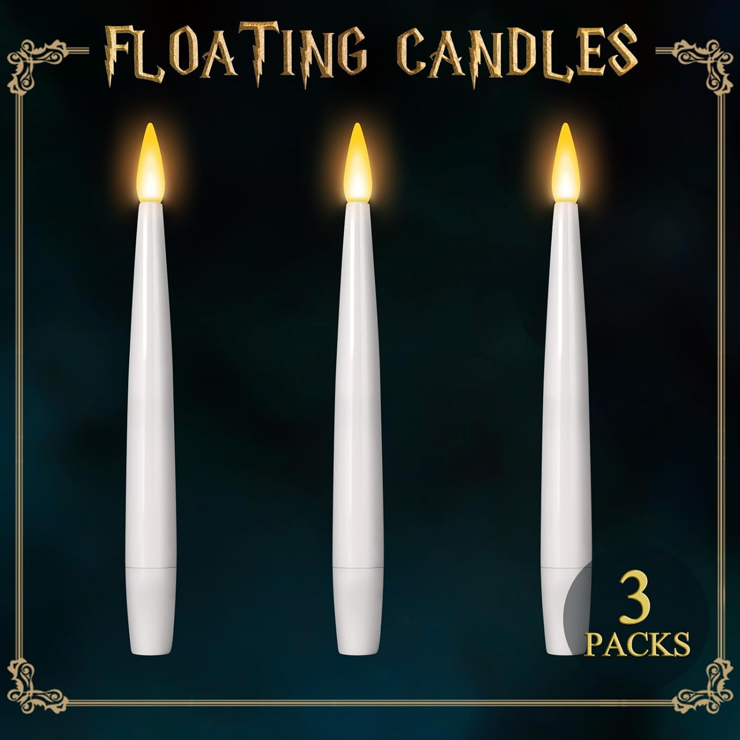 Floating Candles 3PCs (No Wand) - Magic Hanging Candles Flickering Warm ...