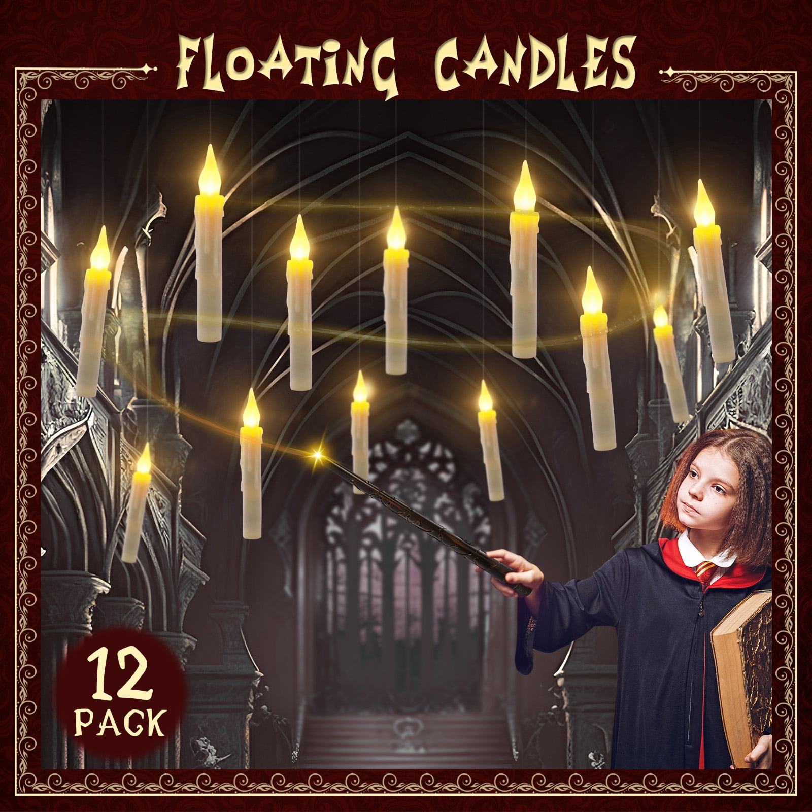 Floating Candles Halloween with Wand Remote & String, Christmas ...