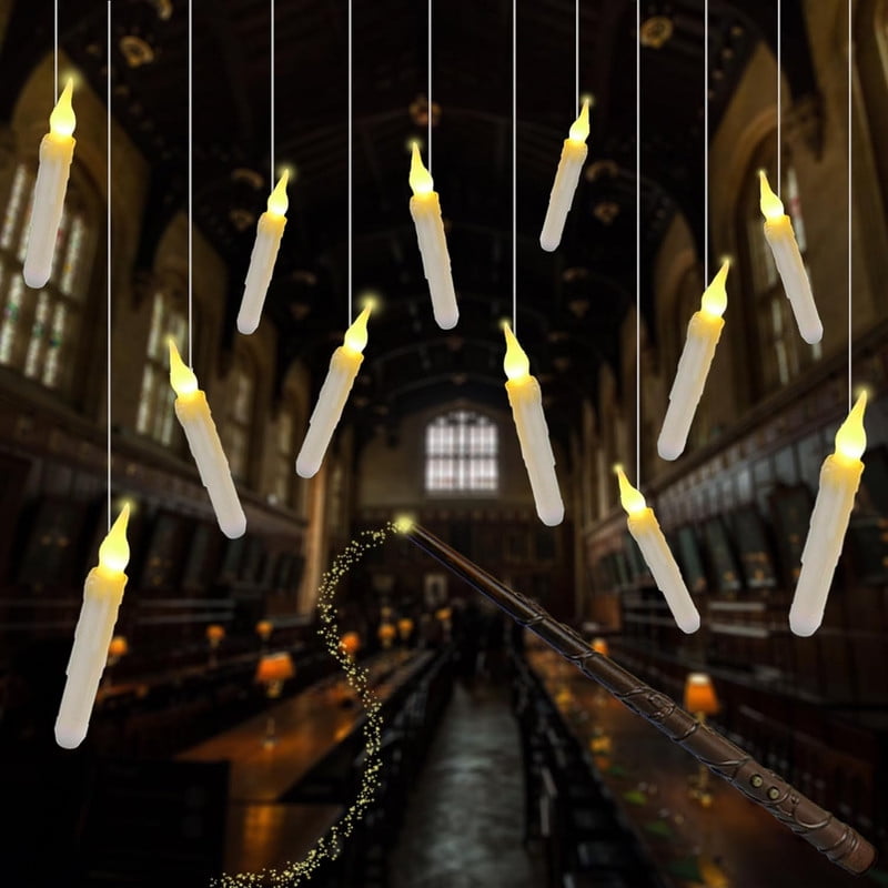 Floating Candles with Wand, 12 Pcs Magic Hanging Candles Flameless ...