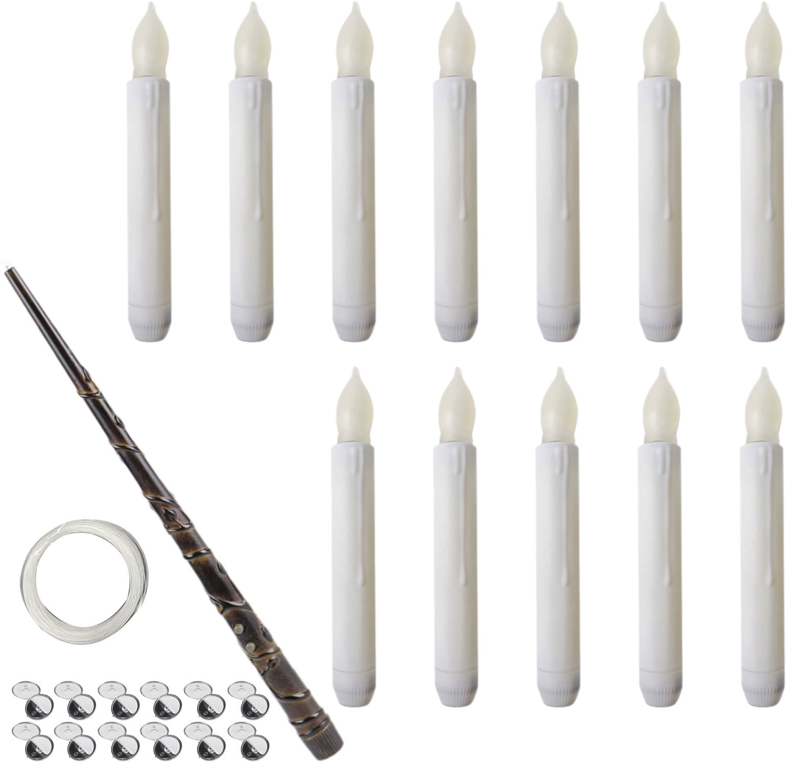 Floating Candles with Wand, 12 pcs Hanging Candles, Flameless Candles ...