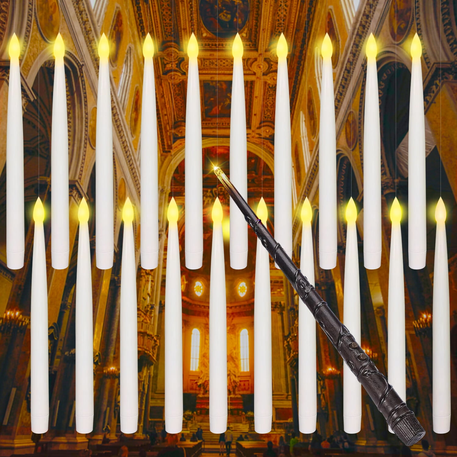 20 PCs Magic Floating LED Candles with Wand Remote, Warm Light ...