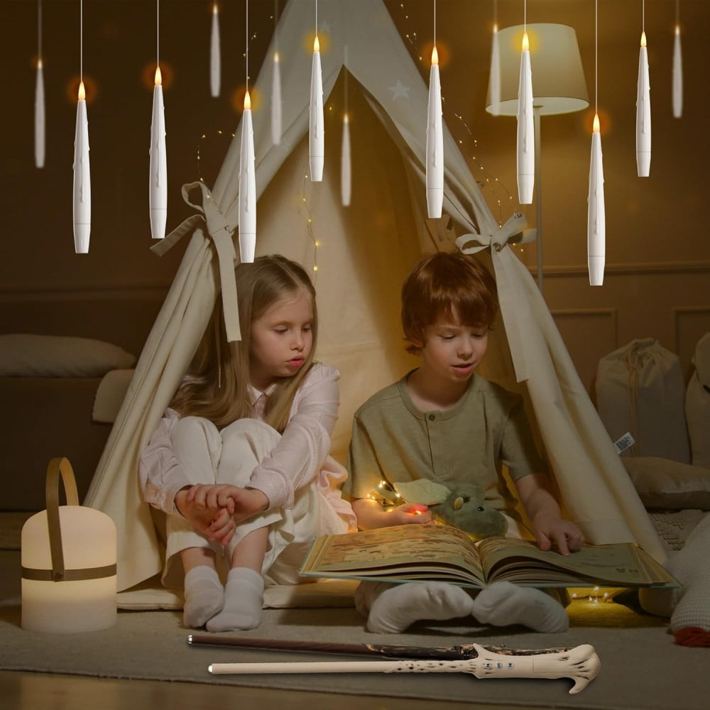 Floating Candles with Wand, Magic Hanging Candles 20 Pack, Flickering ...