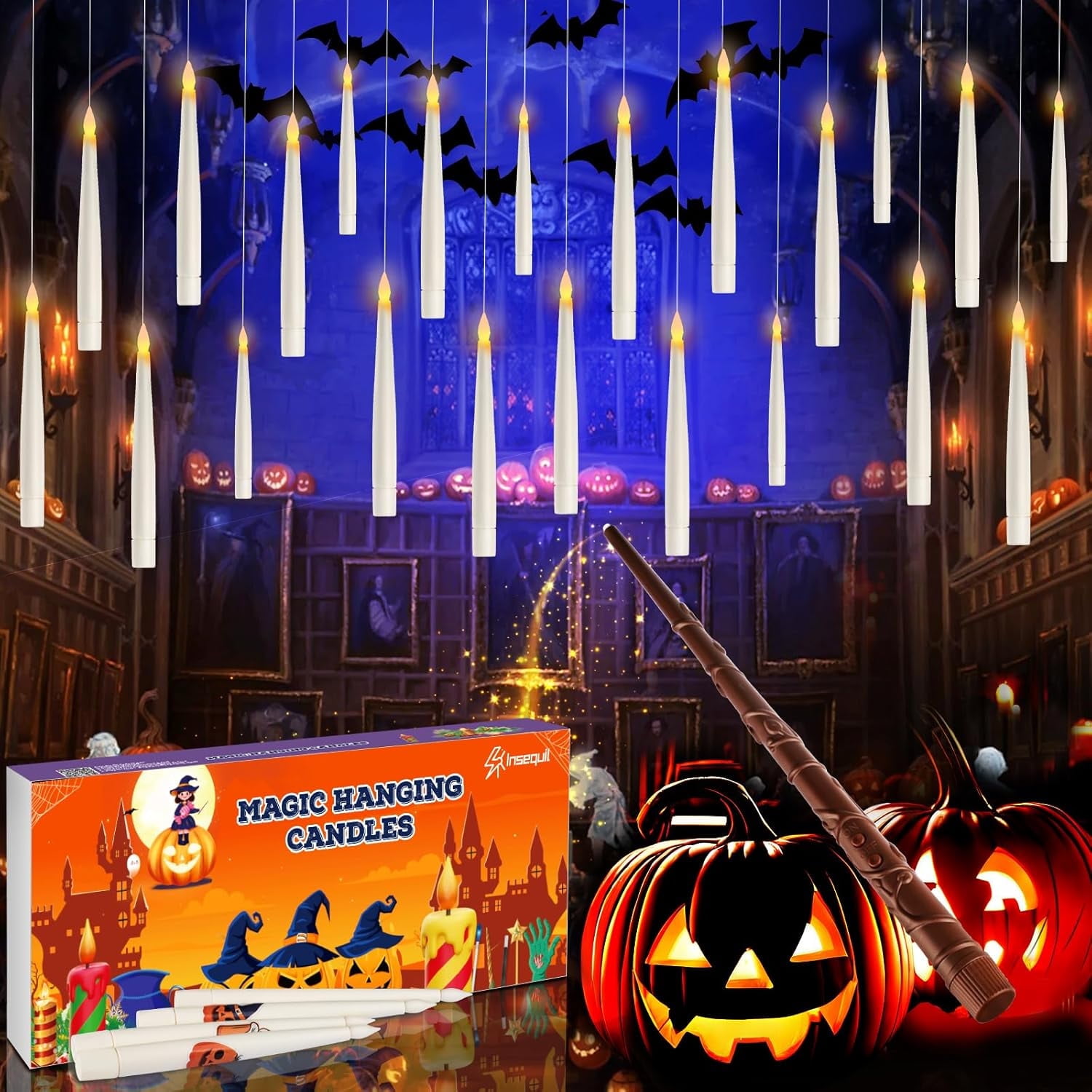 Floating Candles with Wand Remote, 20 Pcs Magic Halloween Hanging ...