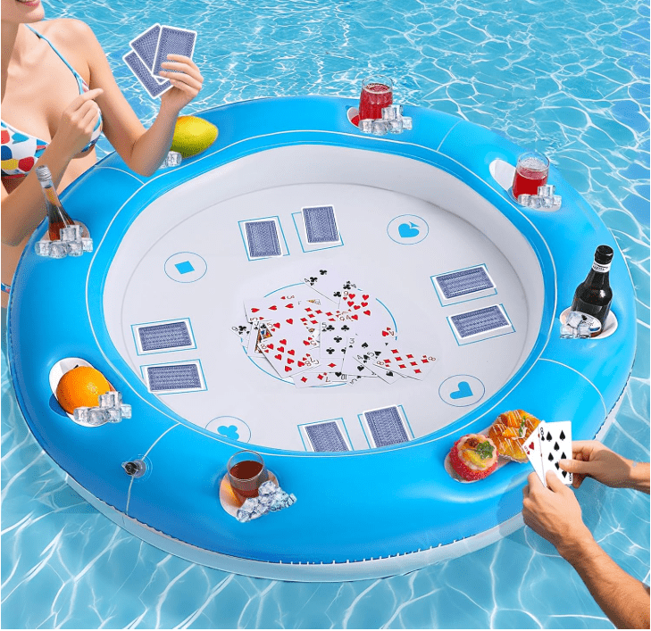 Floating Card Table for Pool, Inflatable Pool Games Table for Adults ...