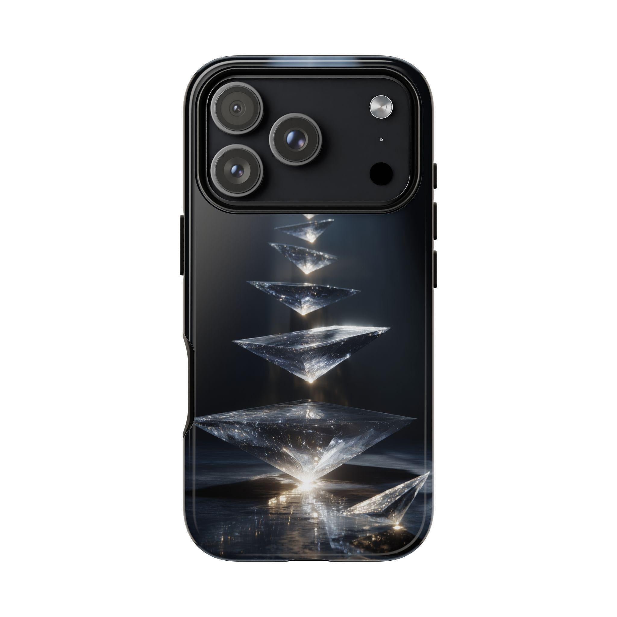 Floating Crystal Diamond Pyramid Shapes Futuristic Geometry Phone Case ...