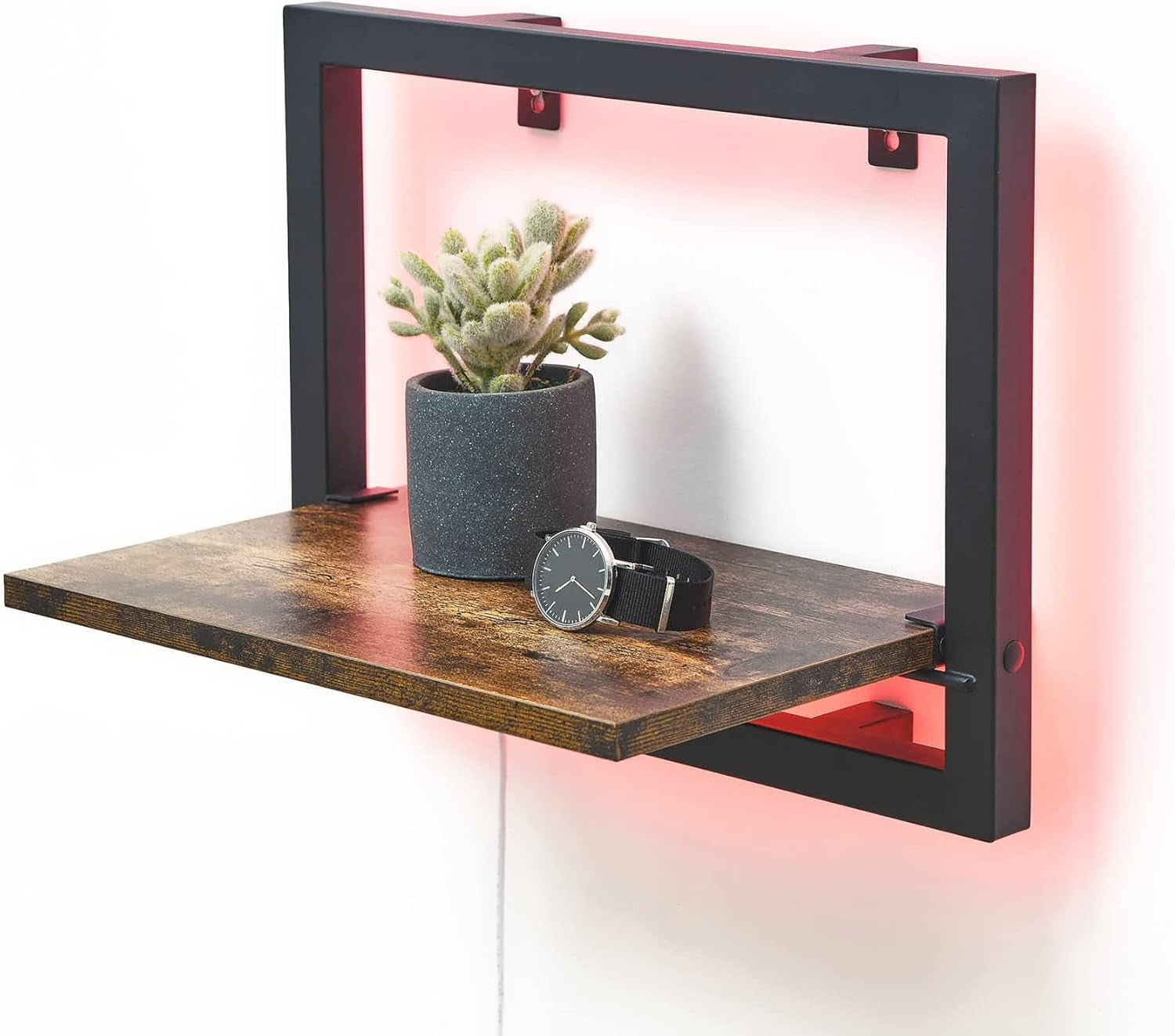 Floating Display Shelf with Built-in Illuminated Lights Wall Mounted ...