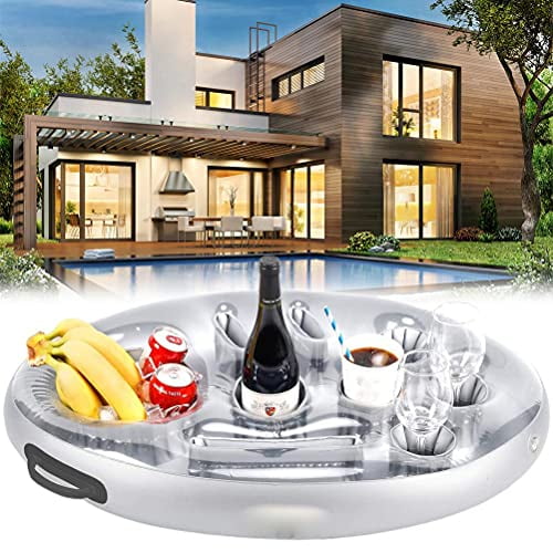 Floating Drink Holder, Inflatable Pool Drink Float Tray with 8 Holes ...