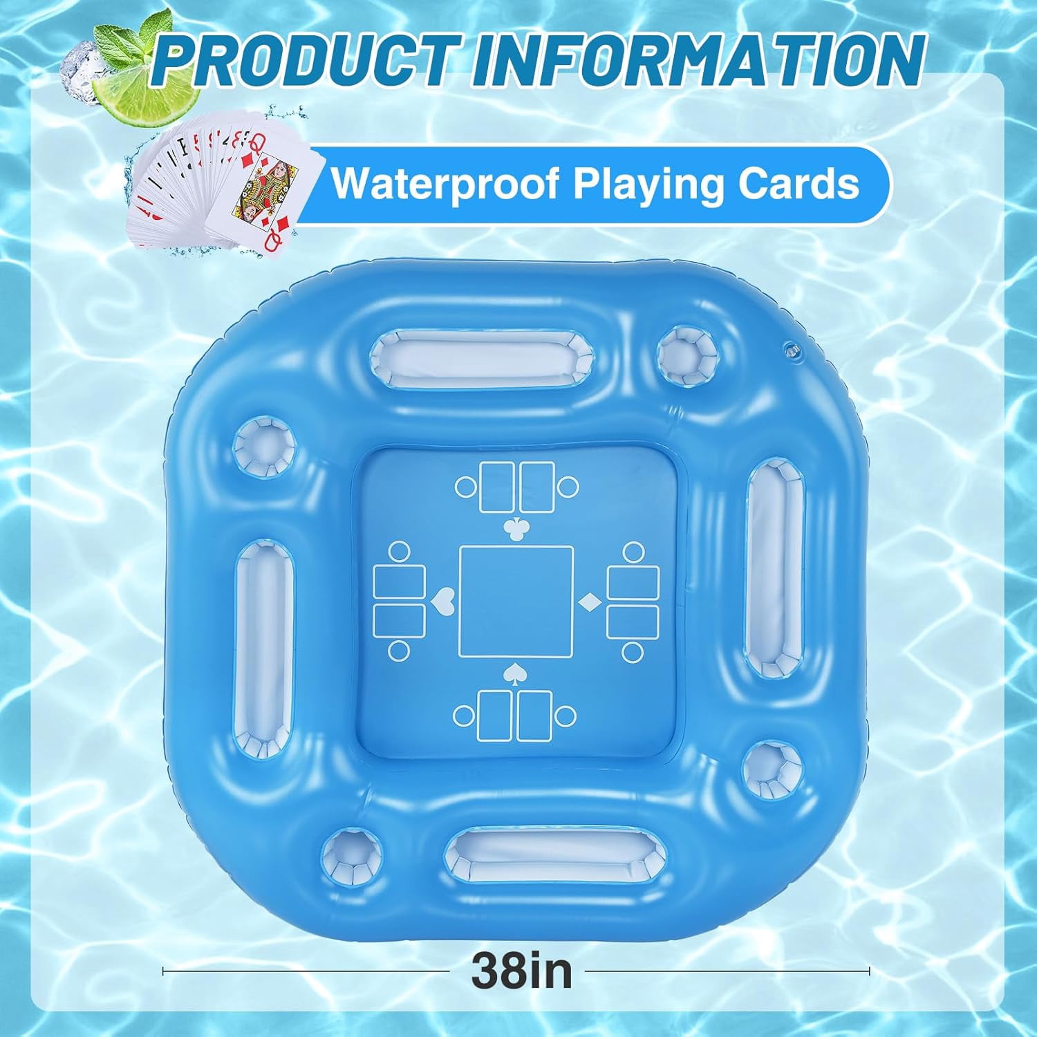 Floating Drink Holder for Pool with 38” Inflatable Square Surface ...