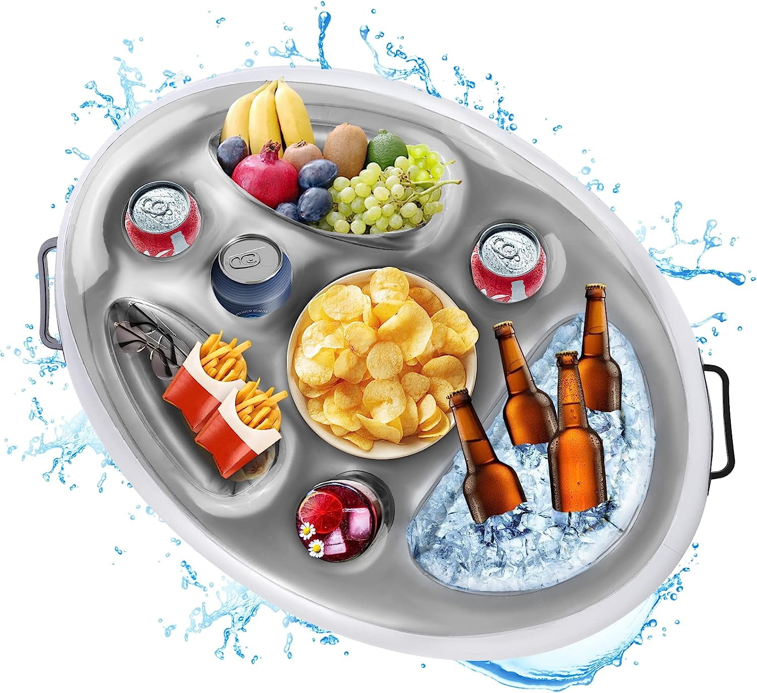 Floating Drink Holder for Pool, Inflatable Refreshment Table Tray Beach ...