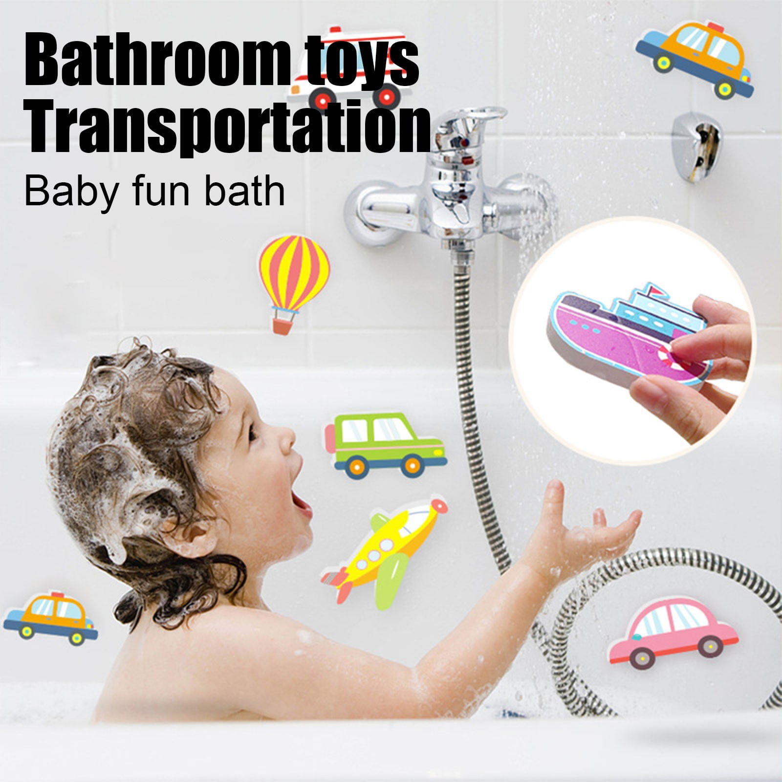 Floating EVA Children's Bath Water Play Toys with Wall Stickers for Baby Learning, Fun Swimming ...