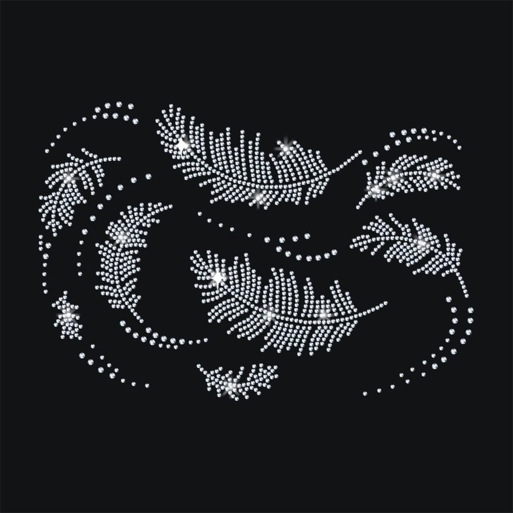 Floating Feathers Iron on Rhinestones Transfer 11.7x8.3 Inch Heat ...