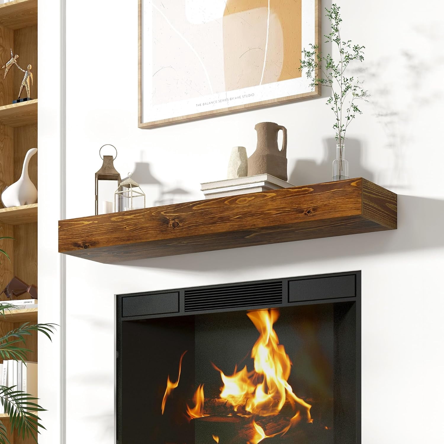 Floating Fireplace Mantel Shelves 60x8x5 Natural Wooden Floating Shelf ...
