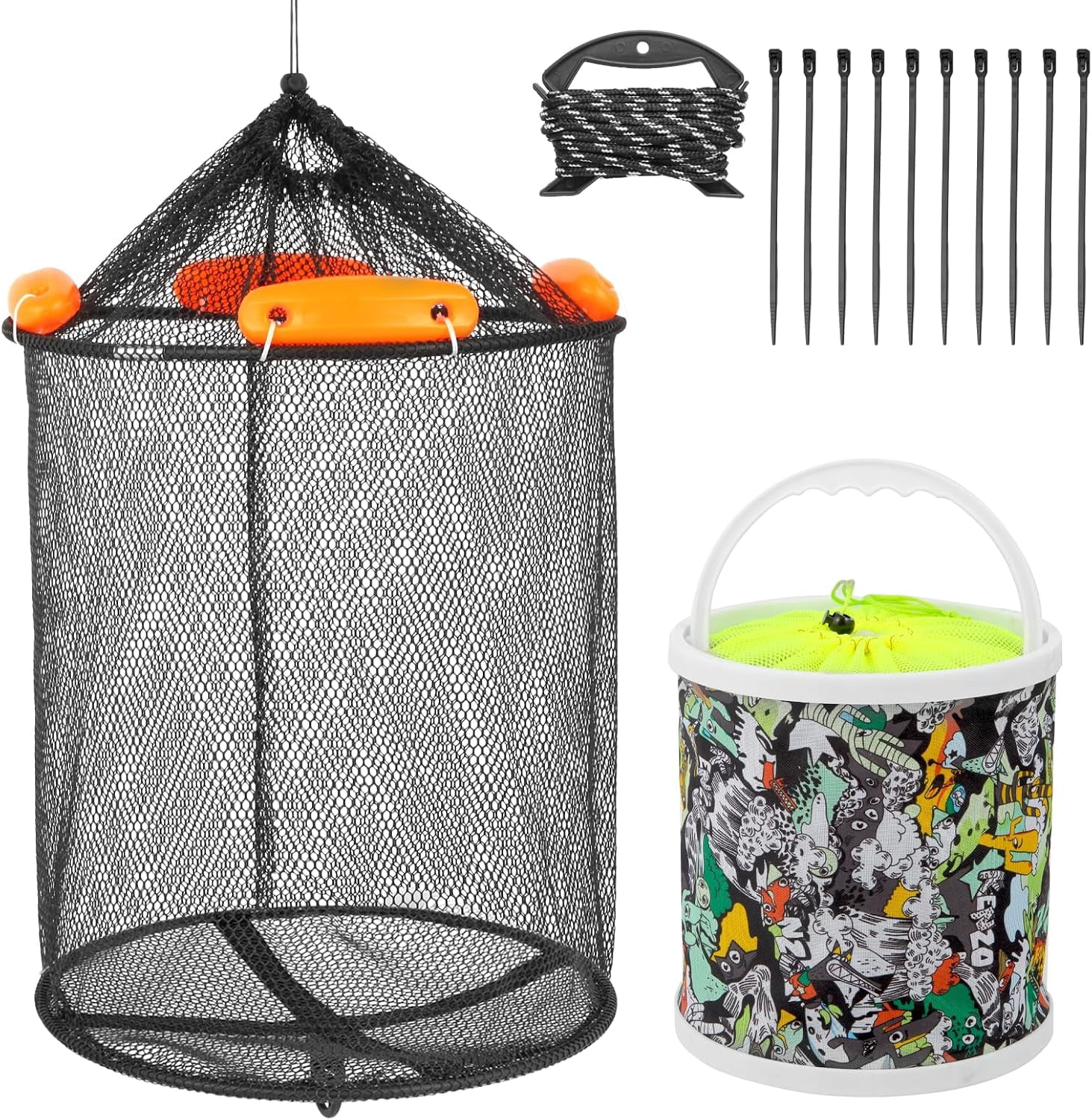 Floating Fish Basket Extra Large Foldable Fishing Basket Live Caught ...