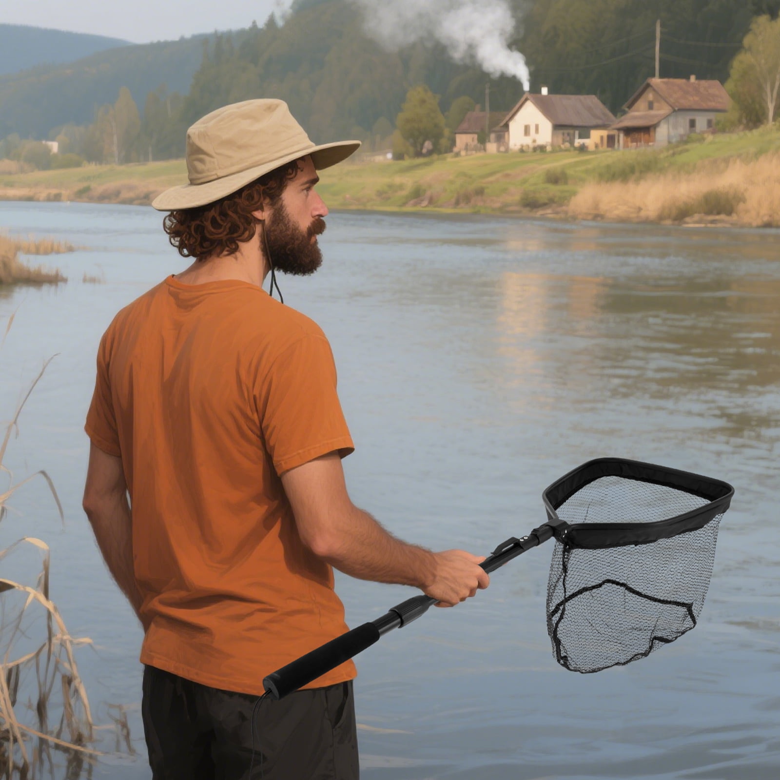 Floating Fishing Net Foldable Nylon Coated Fish Landing Net with ...