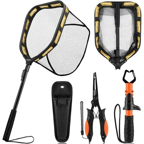 Floating Fishing Net for Steelhead, Salmon, Fly, Kayak, Catfish, Bass, Trout Fishing, Rubber ...