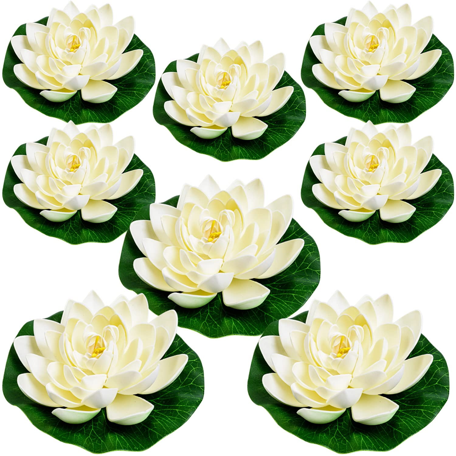 Floating Foam Lotus Flowers 8Pcs, 7inch and 4inch Artificial Water Lily ...
