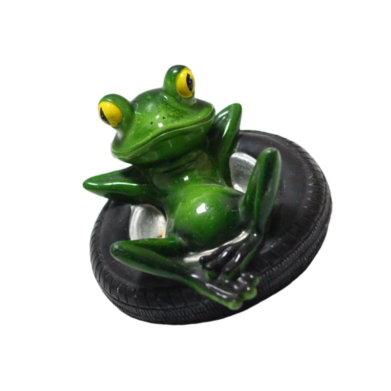 Floating Frogs on Tire Statue Weather Resistant Resins Miniature Frogs ...